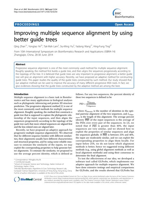 pdf improving multiple sequence alignment by using better guide trees