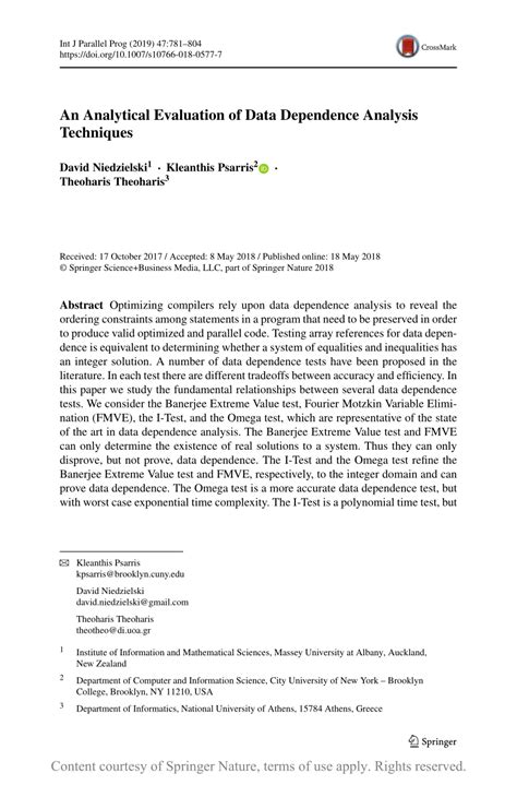 An Analytical Evaluation Of Data Dependence Analysis Techniques