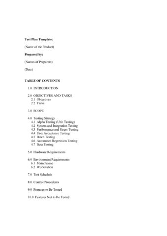 Sample Test Plan Template Edit Fill Sign Online Handypdf