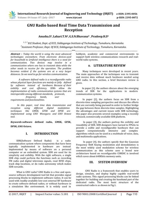 Gnu Radio Based Real Time Data Transmission And Reception Pdf