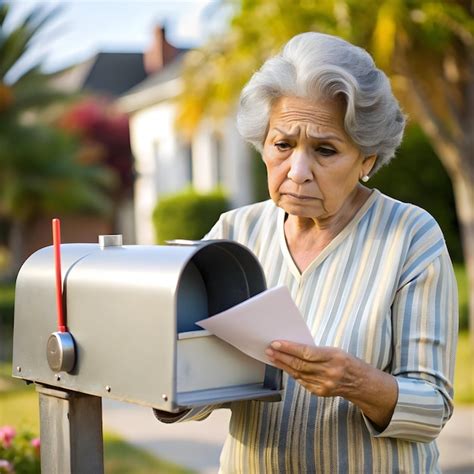 Worried Senior Hispanic Woman Checking Mailbox Premium Ai Generated Image