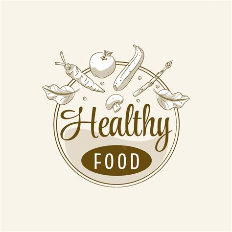 Diseño De Logotipo De Comida Saludable Dibujado A Mano Vector Gratis