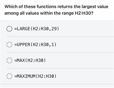 solved which of these functions returns the largest value
