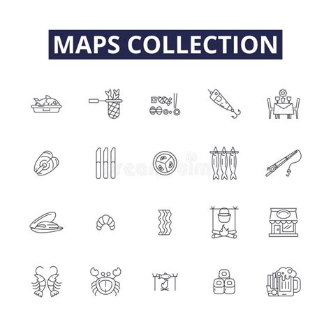 Maps Collection Line Vector Icons And Signs Mapping Atlases Topography Geography Charts