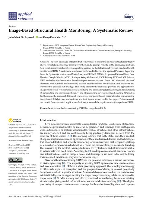 Pdf Image Based Structural Health Monitoring A Systematic Review