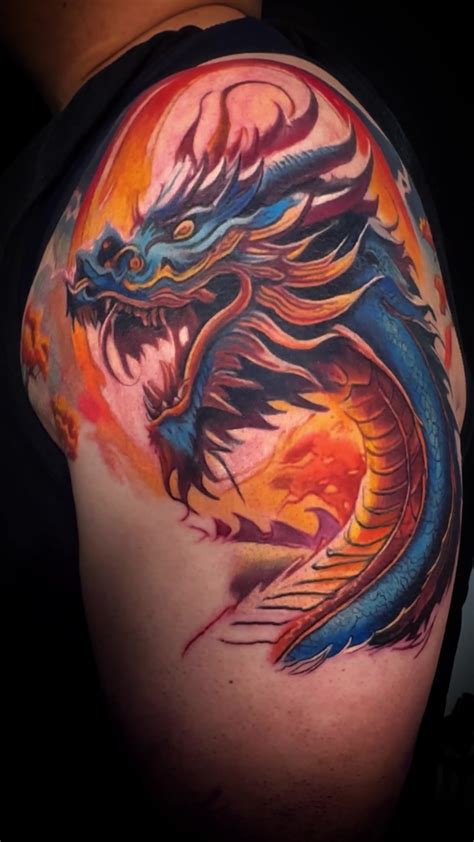 Got A Great Start To This Dragon Piece Today Thanks For Sitting Like