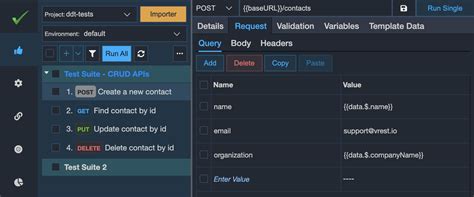 Data Driven Testing VREST NG Documentation