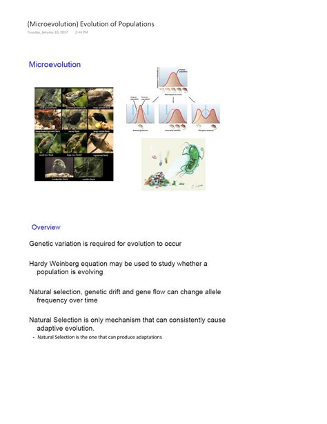 Biol 1108 Microevolution Evolution Of Populations Warning Tt