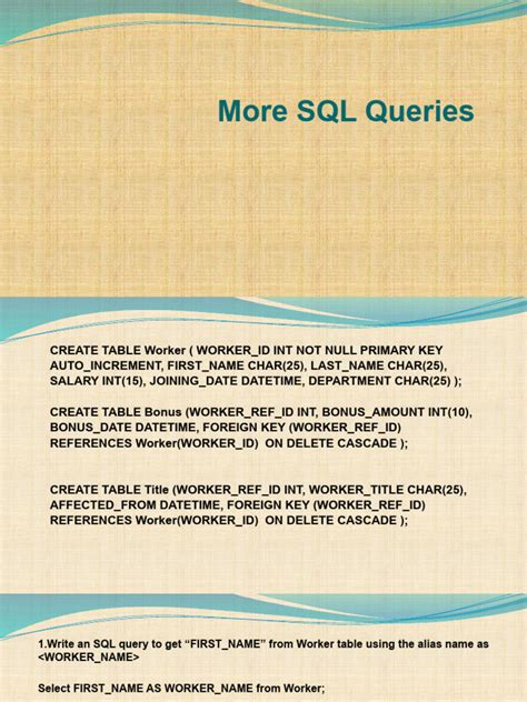 more sql queries pdf sql table database