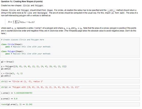 Solved Question 1a Extending Geometric Shapes 2 Points Chegg Com