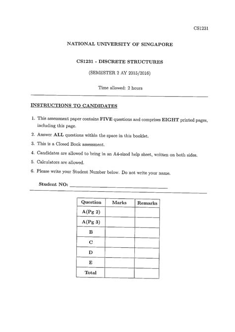 1516SEM2 CS1231 CS1231 Studocu