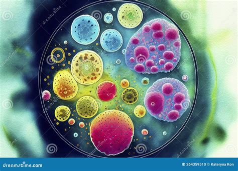 Beautiful Microworld Microbes Of Different Shapes Generative Ai