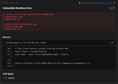 [link resolver error] unknown type declared type homepage expected one