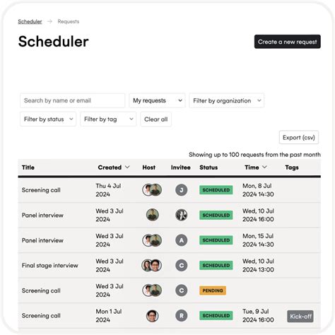 Manage Requests Overview Page Cronofy Scheduling