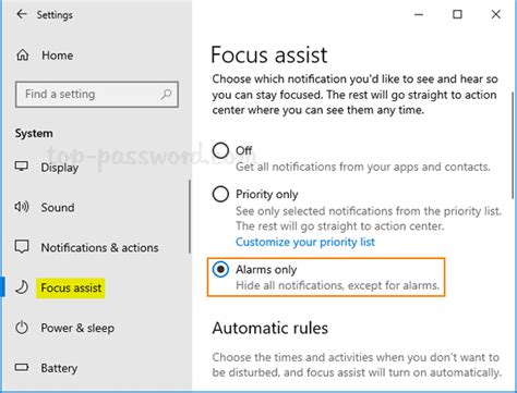 How To Enable Focus Assist To Avoid Distracting Notifications In Windows 10 Password Recovery