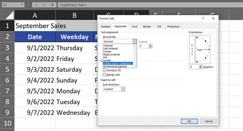 merge cells vs center across selection excel and adam
