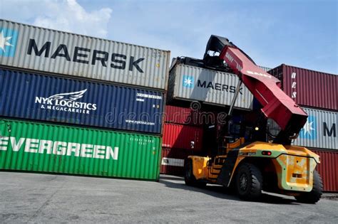Container Loading And Unloading Activities At Tanjung Priok Port Jakarta Indonesia Editorial
