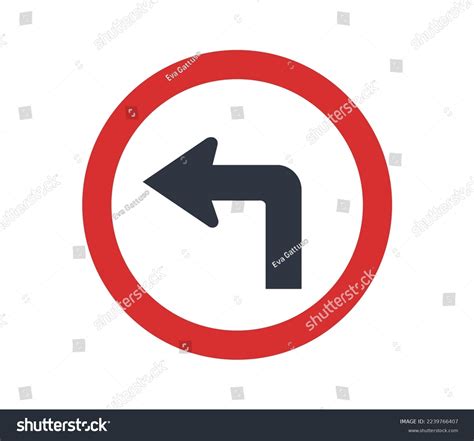 Sharp Left Turn Traffic Sign Flat Stock Vector Royalty Free