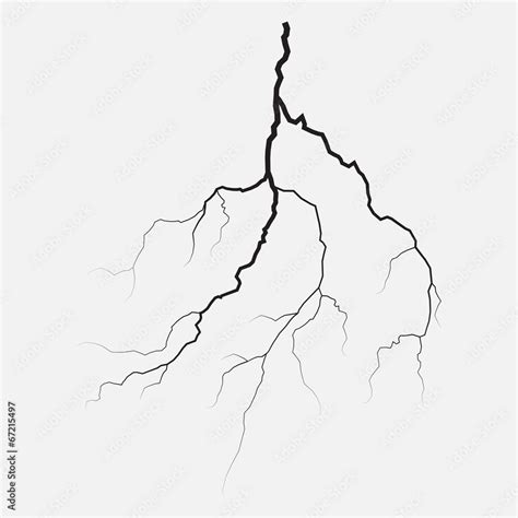 Thunder Lighting Isolated Silhouette Vector Illustration Stock Vector