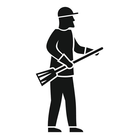Street Sweeper Cleaning City Sidewalk With Broom 47630842 Vector Art At