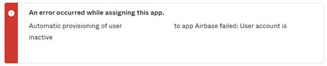 External Application Provisioning Error Automatic Provisioning Of User