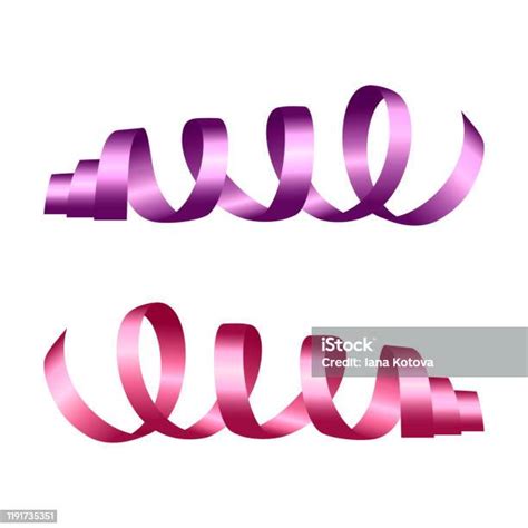 소용돌이 치는 반짝이는 리본 세트입니다 축제 디자인 요소 색상 나선형 휴일 배너 기프트 카드 선물 인사말 카드를 장식하기위한 고립 된 현실적인 개체 리본에 대한 스톡 벡터