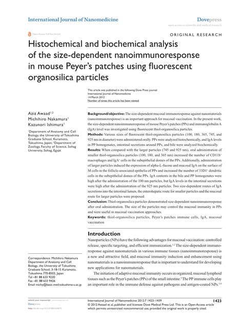 Pdf Histochemical And Biochemical Analysis Of The Size Dependent