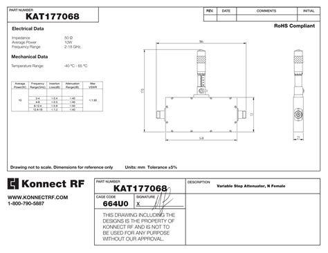Variable Step Attenuator N Female 2 18 Ghz 10 Watts 50 Ohm