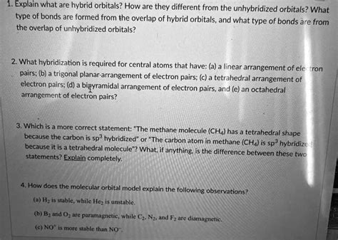 Solved Explain What Hybrid Orbitals Are How Are They Different From