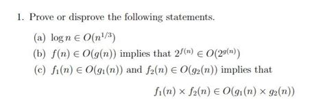 Solved Prove Or Disprove The Following Statements A Chegg