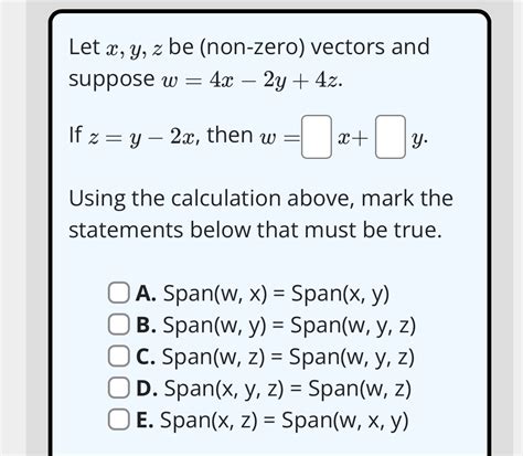 Solved Let x,y,z ﻿be (non-zero) ﻿vectors and suppose | Chegg.com