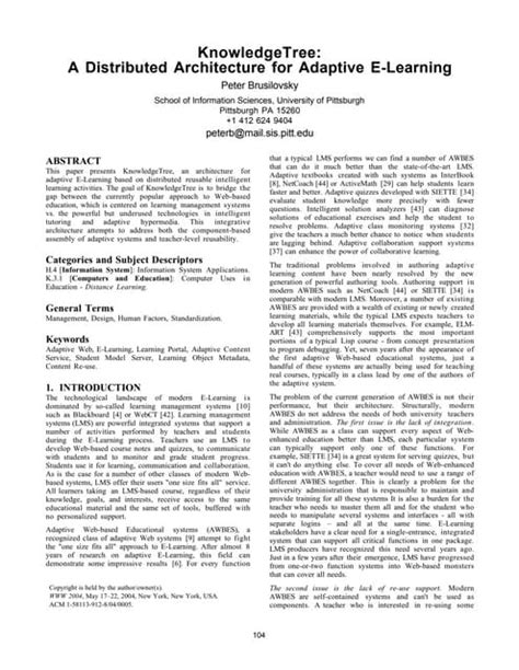jurnal a distributed architecture for adaptive e learning pdf web