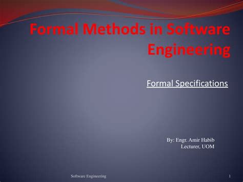 formal method lecture 3 software engineering pdf
