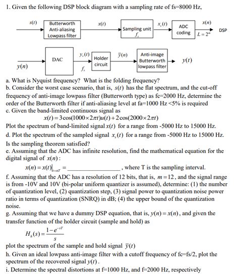 solved 1 given the following dsp block diagram with a