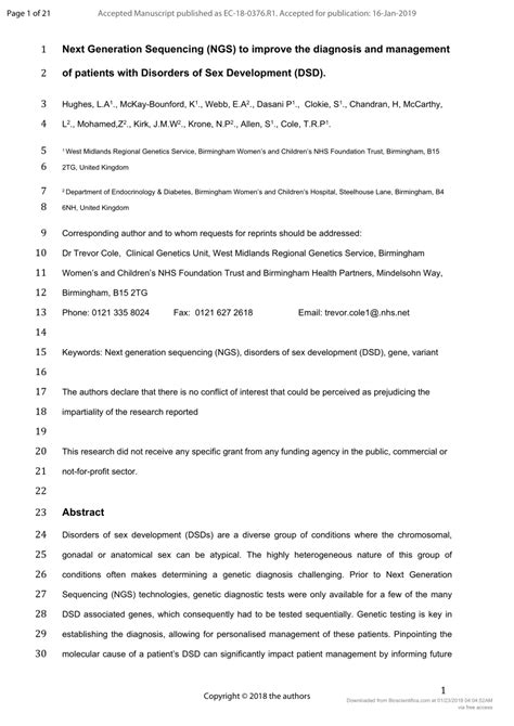 Pdf Next Generation Sequencing Ngs To Improve The Diagnosis And
