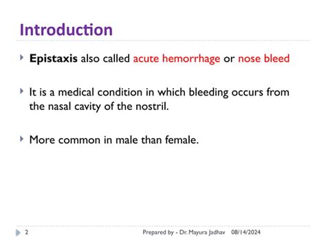 Epistaxis Pptx Bleeding Through Nose Know The Treatment Ppt