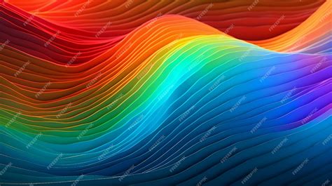 Premium Photo Abstract Composition Of Striped Waveforms Featuring A Vibrant Rainbow Of Colors