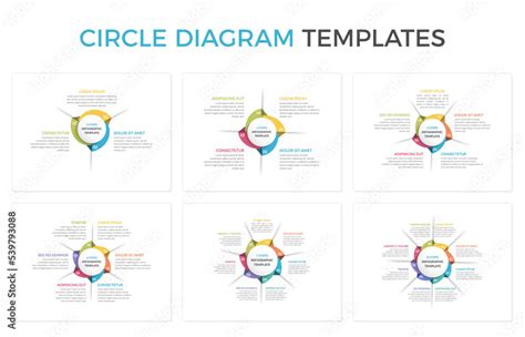 Circle Diagram Templates Set 3 4 5 6 7 And 8 Elements Circle Infographics Stock Vector