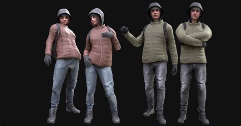 Collection 6 Manwoman Winter Outfits Rigged 3d Characters