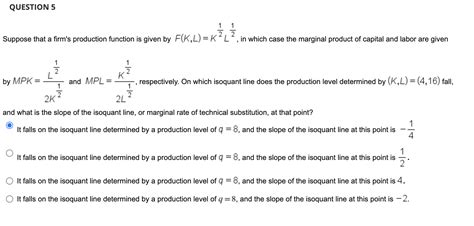 Solved Question 5 1 1 Suppose That A Firms Production