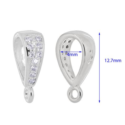 1pc Sterling Silver Cz Pendant Connector Bail Clasp Available In