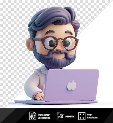 Premium Psd Isolated Background 3d Programmer Cartoon Coding On A