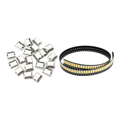 NANLIY 60Pcs Micro USB Type B Female 5 Pin SMT Placement SMD DIP