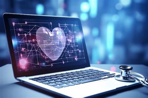 Premium Photo Cardiology Computer With Stethoscope