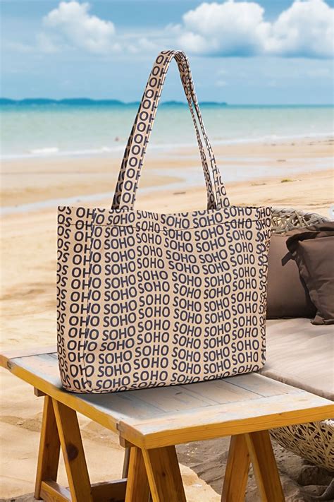 SOHO Yeni Sezon Geniş Hacimli Yazılı Yazlık Beach Bag El Kol Omuz İçin Büyük Boy Plaj Çantası