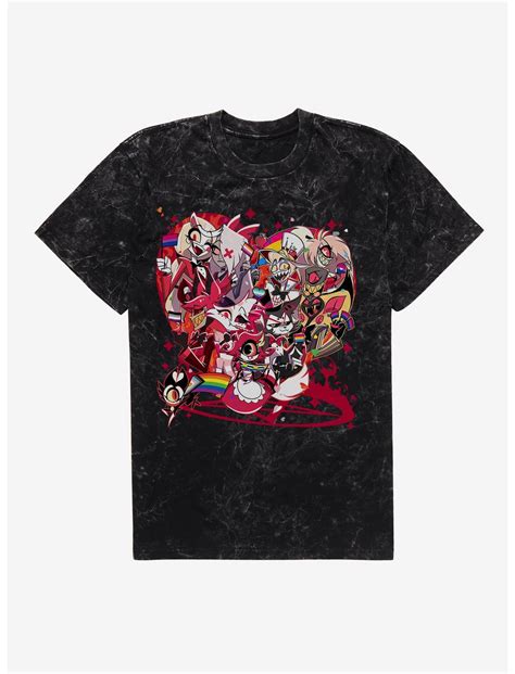 Hazbin Hotel Pride Heart Mineral Wash T Shirt Black Hot Topic