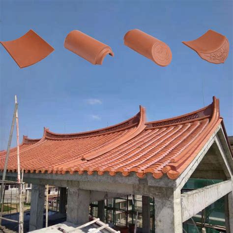 Chinese Natural Red Clay Roof Tiles For Garden Pagoda House Terracotta