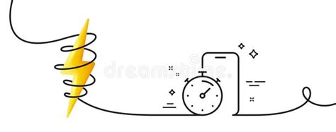 timer app line icon stopwatch time sign continuous line with curl