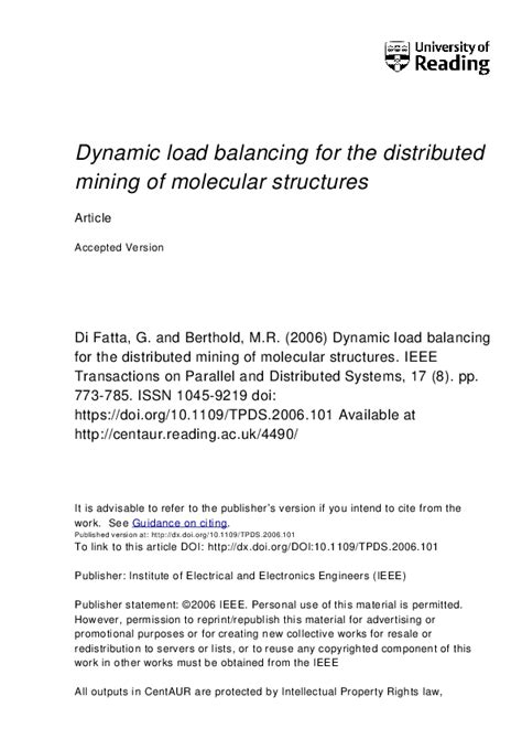 Pdf Dynamic Load Balancing For The Distributed Mining Of Molecular