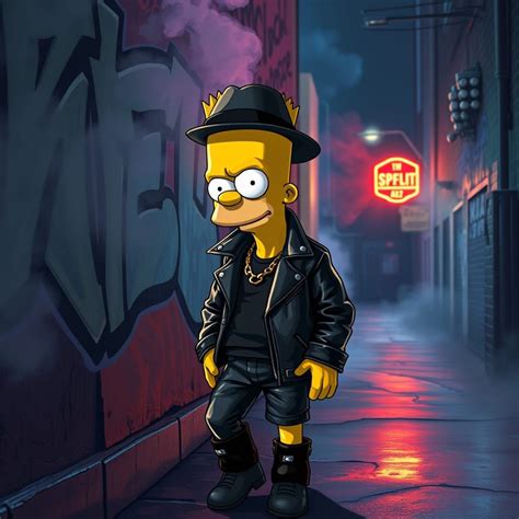 Gangster Bart Gritty Gangster Bart Simpson In Dark All